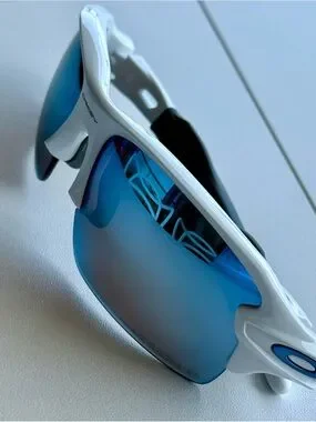 Oakley | Accessories | Oakley White Frame Sunglasses With Blue Mirrored ...